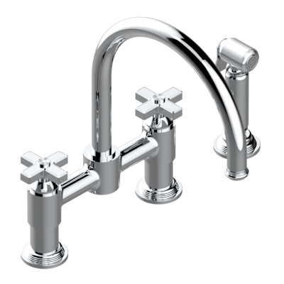 THG Paris U9A-159DM/US West Coast Metal Two Hole Bridge Kitchen Faucet ...