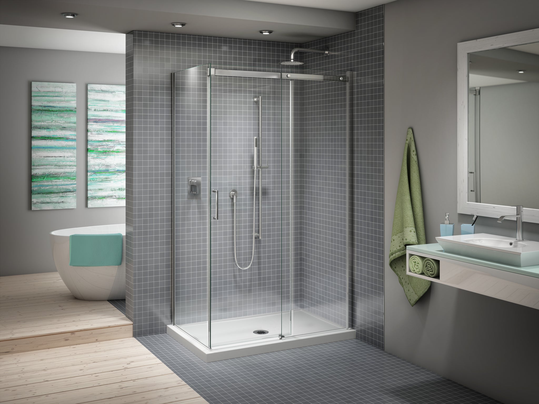 Fleurco NAP-40 Apollo 2 Sided CRP, 1/4" Glass, 75" H Shower Door