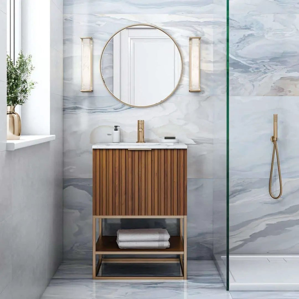 Bemma V-TR24SFM-05BS Terra 24" Single Bathroom Vanity Set Walnut with ...