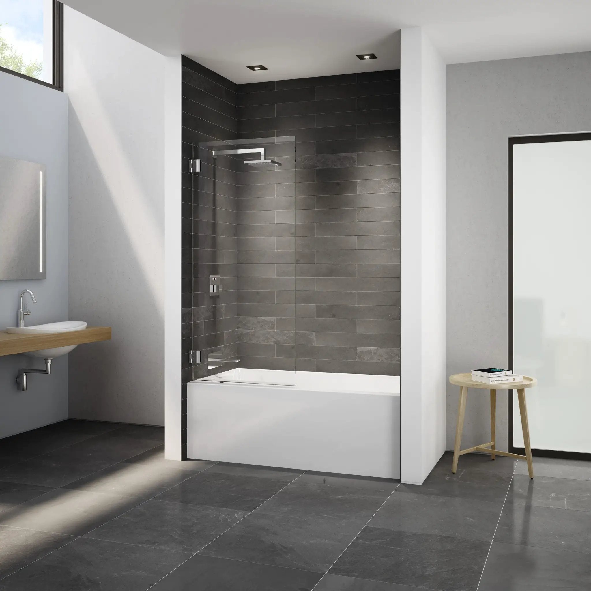 Fleurco VMSXTO29-40 Select Solo Square Top 3/8" Glass, 63" H Pivot Tub ...