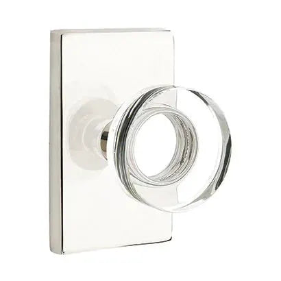 Emtek Modern Disc Glass Door Knob with Modern Rectangular Rose