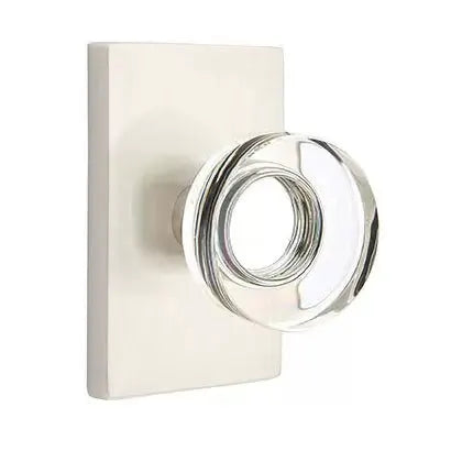 Emtek Modern Disc Glass Door Knob with Modern Rectangular Rose