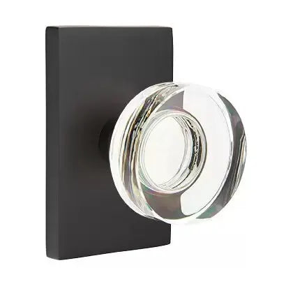 Emtek Modern Disc Glass Door Knob with Modern Rectangular Rose