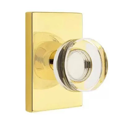 Emtek Modern Disc Glass Door Knob with Modern Rectangular Rose
