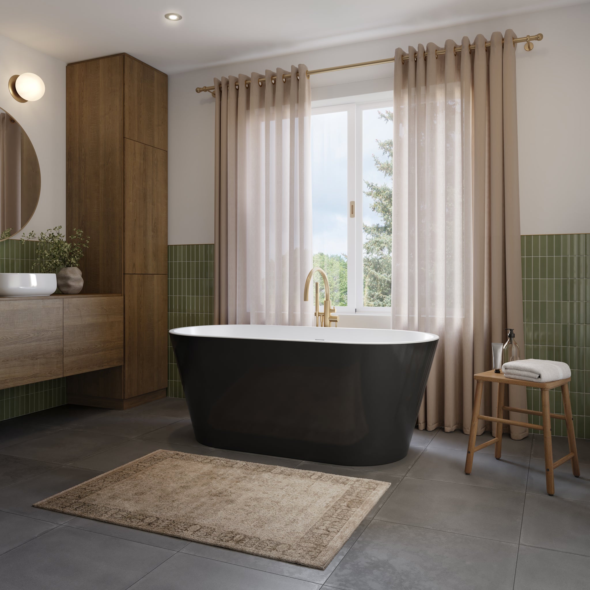 Neptune 220302 Riga 6030 AFR Acrylic Freestanding Center Drain Bathtub