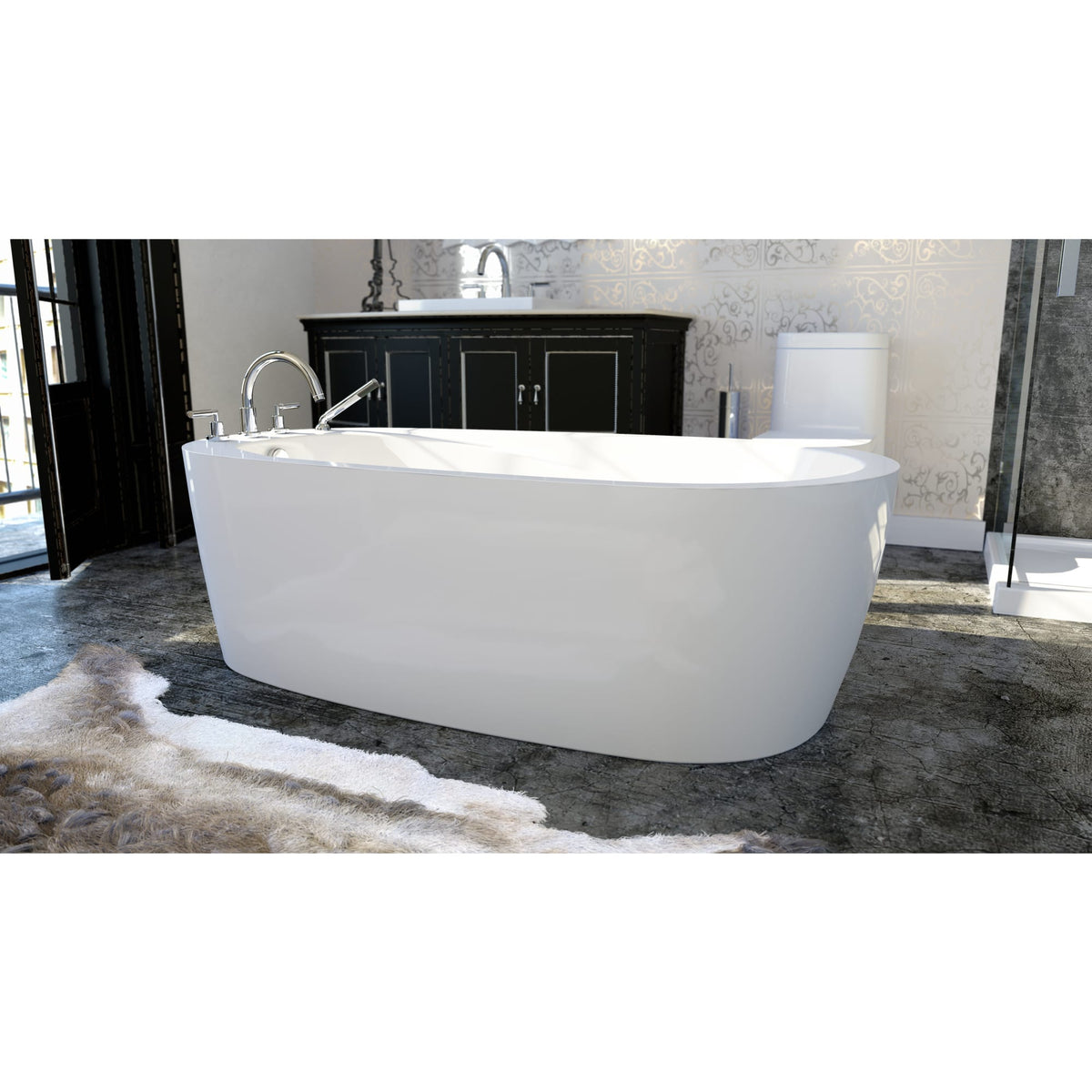 Neptune 220140 Vapora F1 6036 Acrylic Freestanding End Drain Bathtub in ...